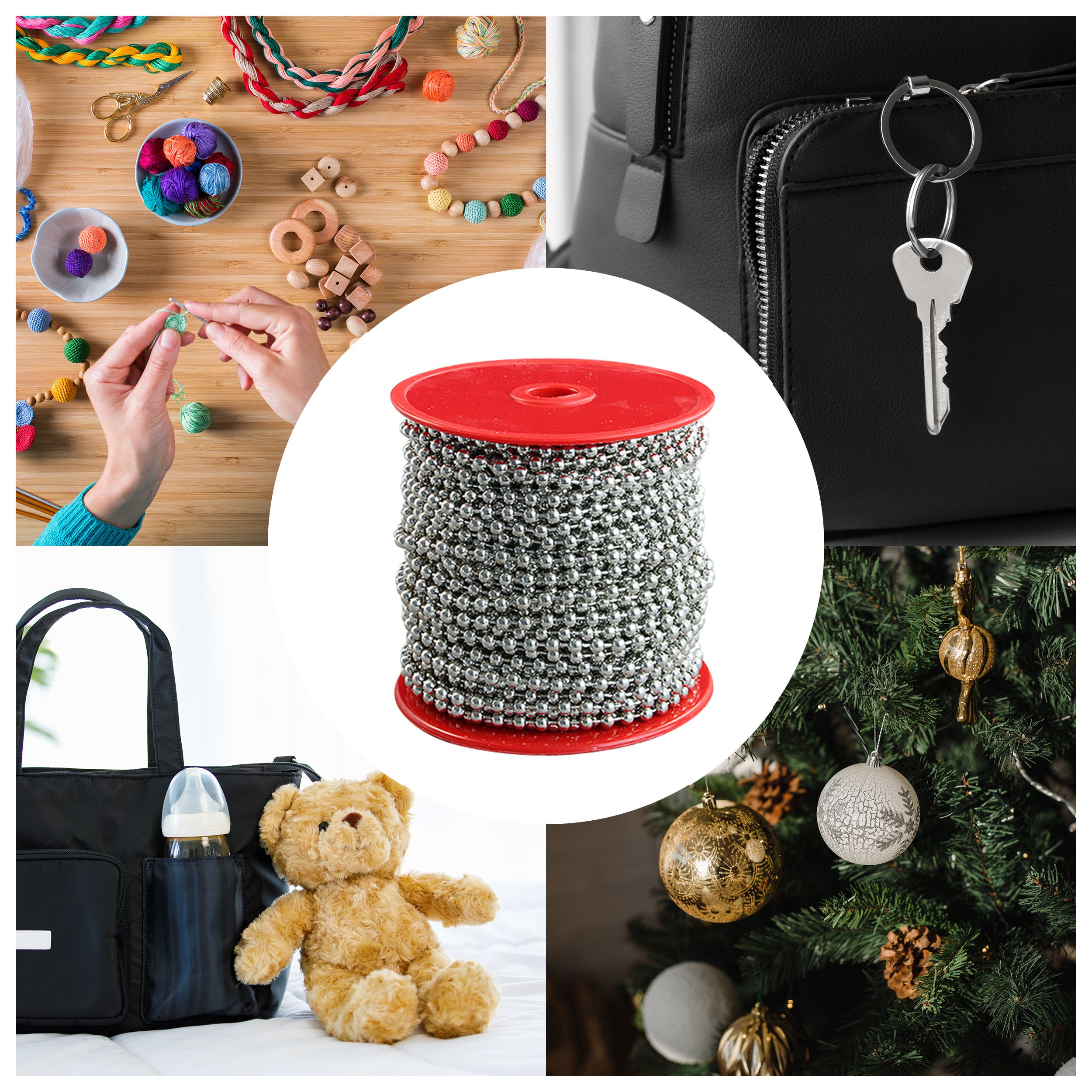 20 m | 5 mm | srebro | metal Łańcuszki kulkowe na szpuli | SPRINTIKO